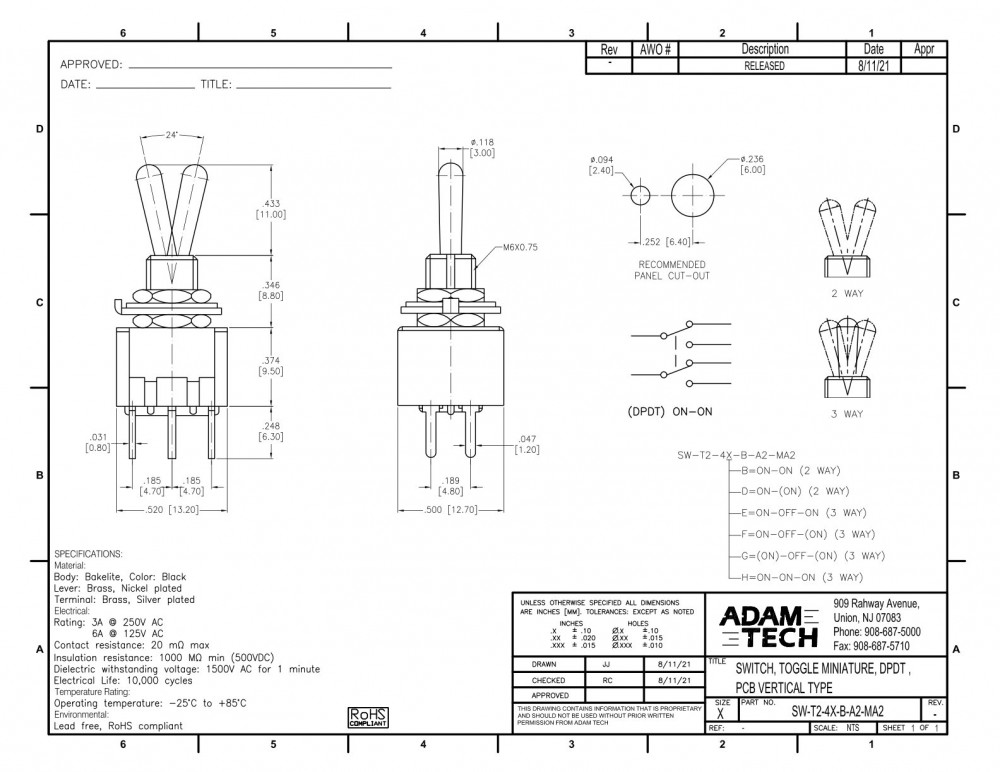 ADAM TECH SW-T2-4B-B-A2-MA2 technical document
