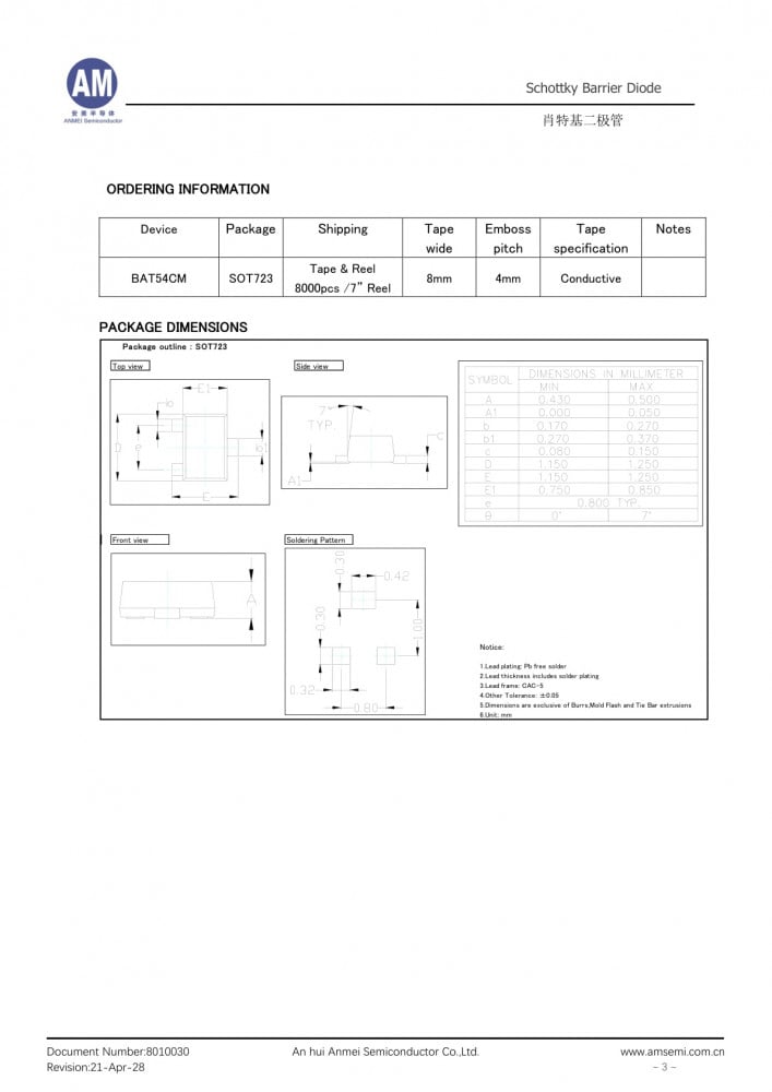 BAT54CM datasheet page 3