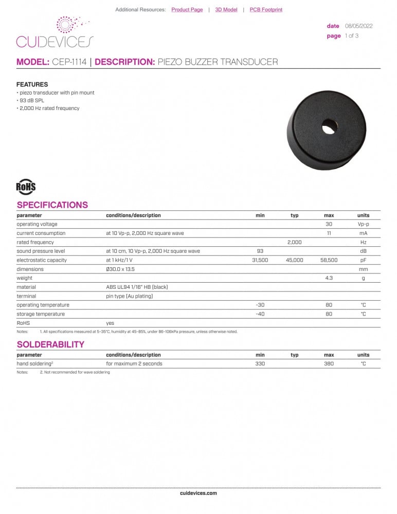 CEP-1114 datasheet page 1