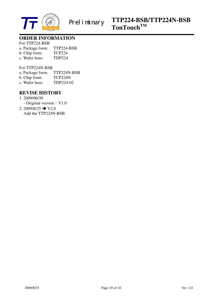 TTP224N-BSBN datasheet page 10