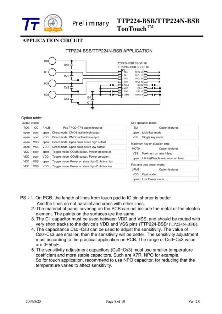 TTP224N-BSBN datasheet page 8