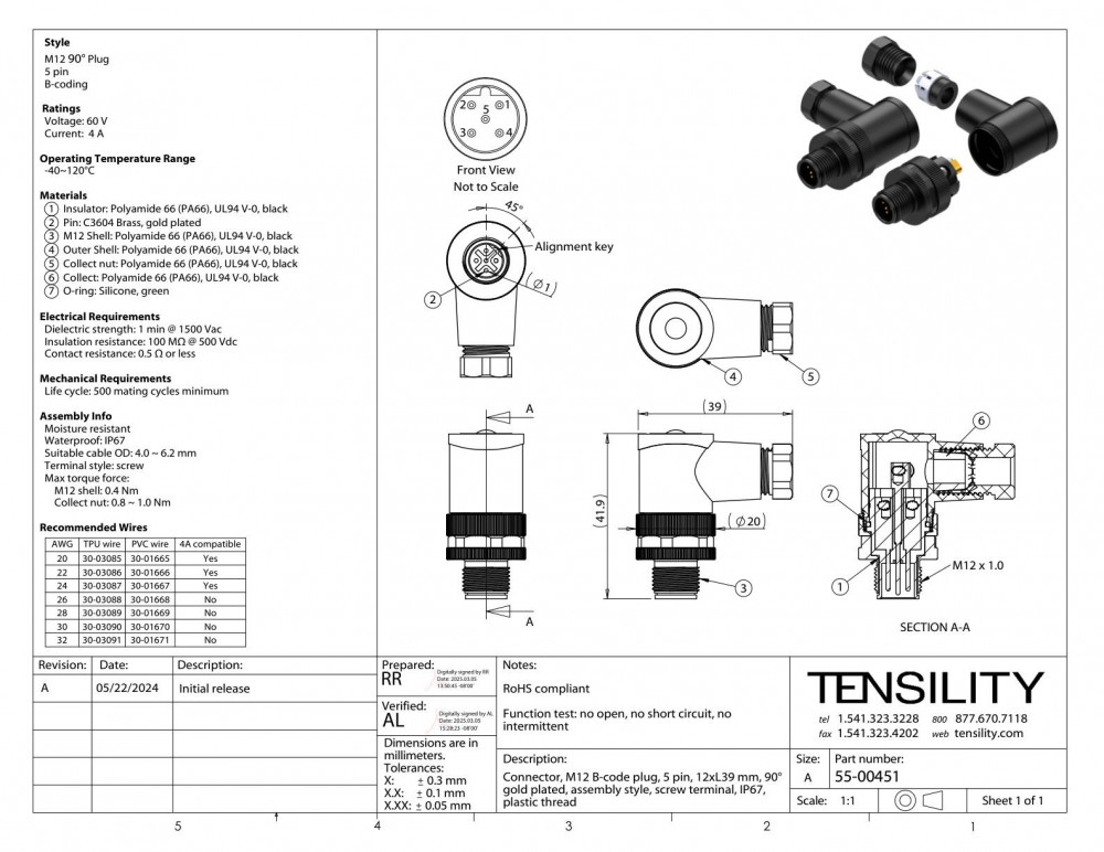 Tensility International 55-00451 product drawing and technical document page