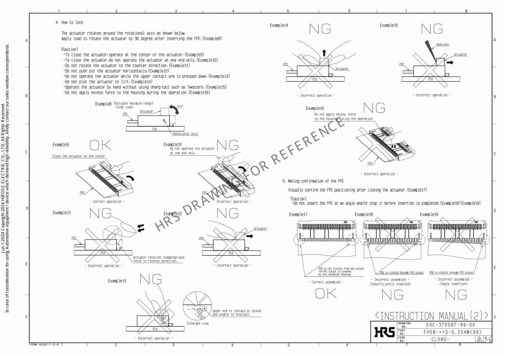 HRS FH58 actuator operation instructions
