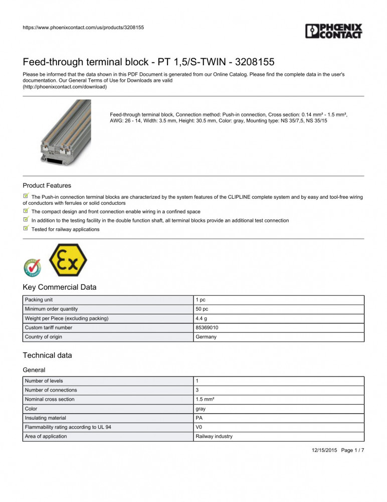 PT 1,5/S-TWIN 3208155 technical document page 1