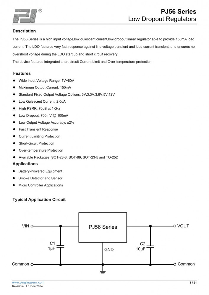 PJ56L50SQ datasheet page 1