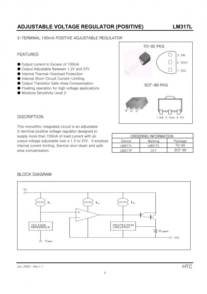 HTC LM317L datasheet page 1