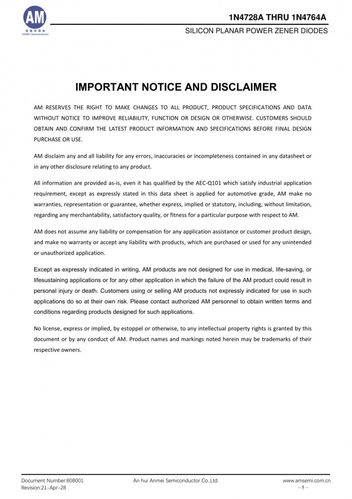 amsem 1N4734A datasheet page 5