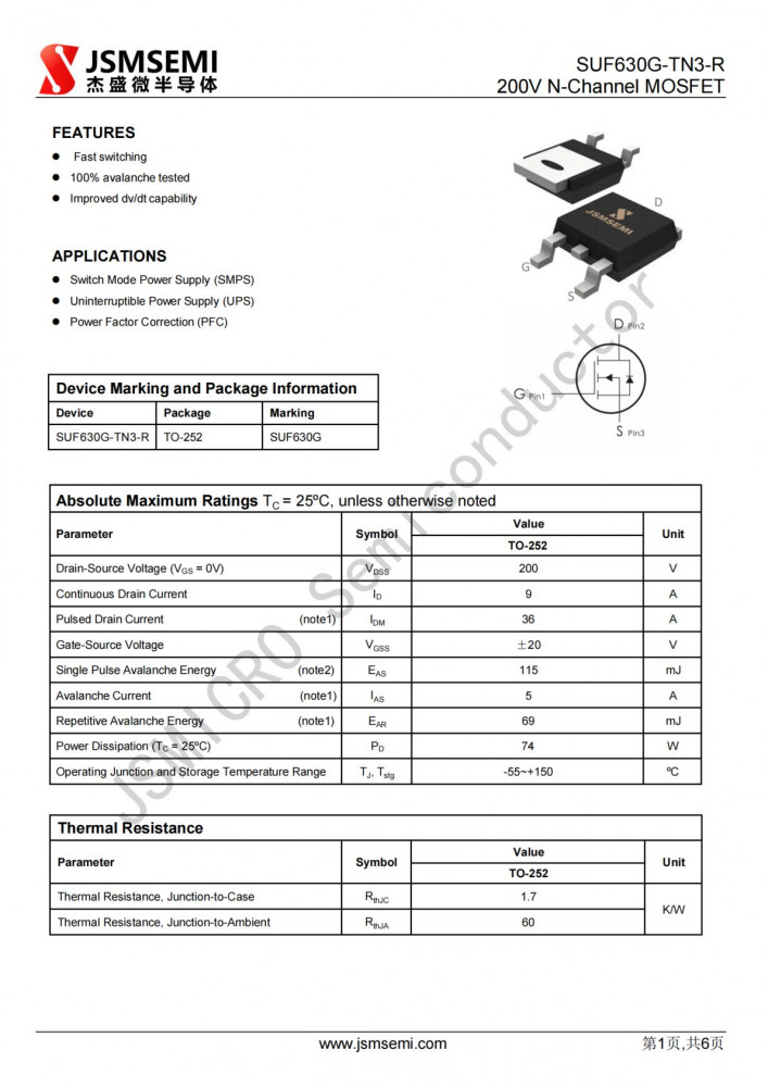 SUF630G-TN3-R datasheet page 1