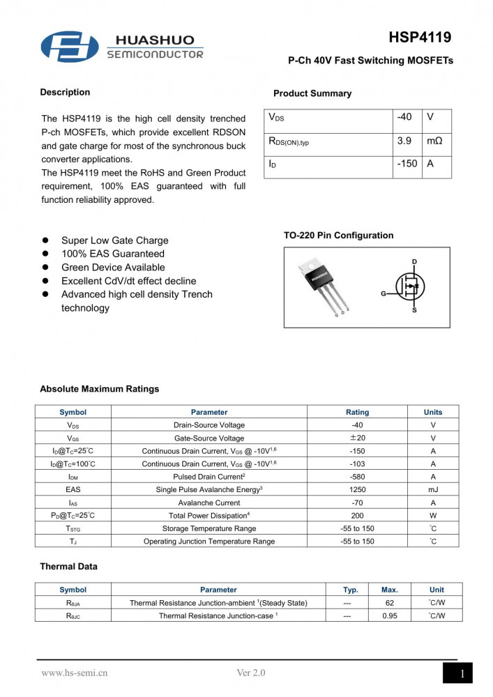 HSP4119 datasheet page 1