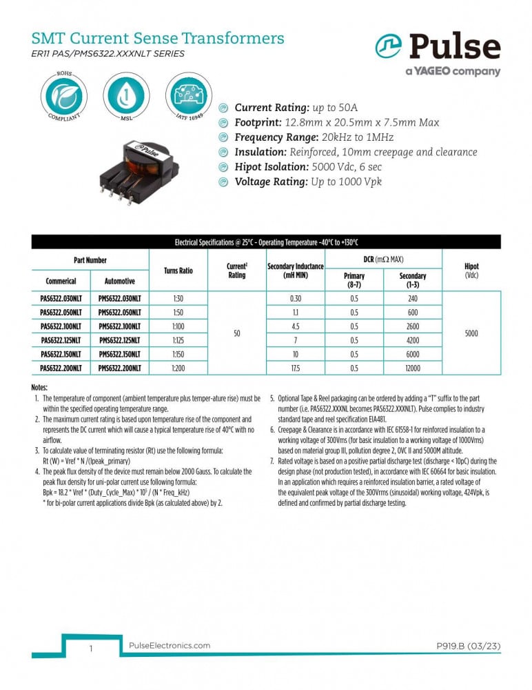 PMS6322 series datasheet page 1