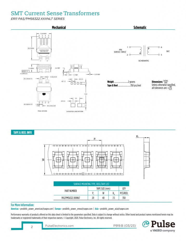 PMS6322 series datasheet page 2