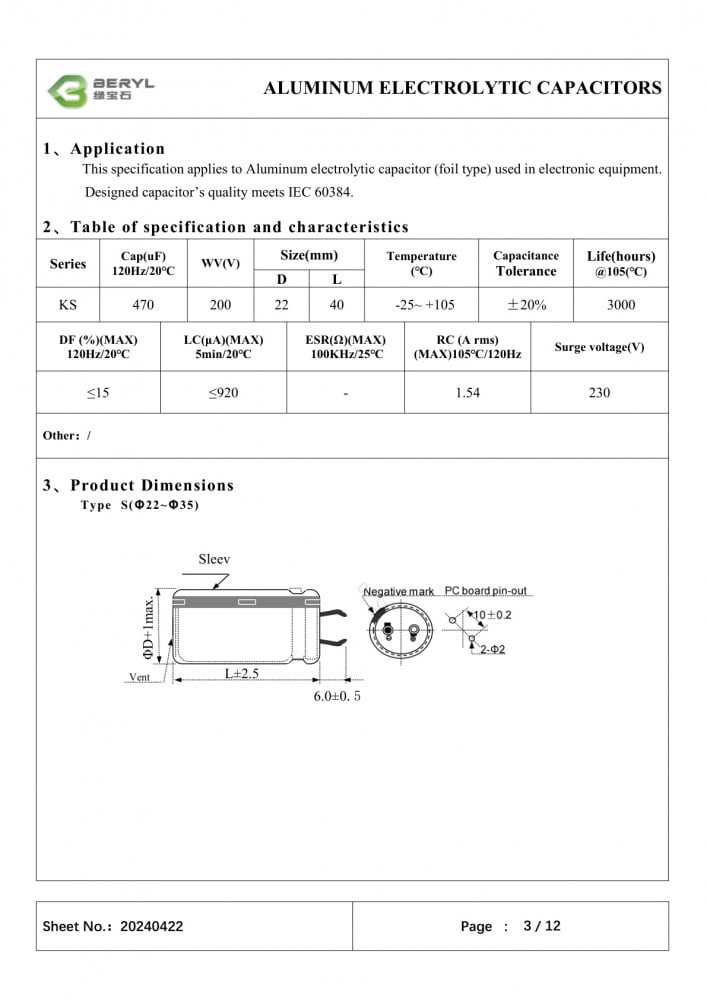 BERYL KS specification page 3