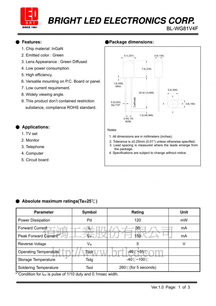 BL-WG81V4F product document page 1