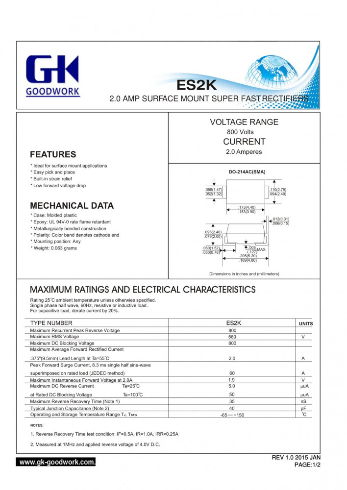GOODWORK ES2K datasheet page 1
