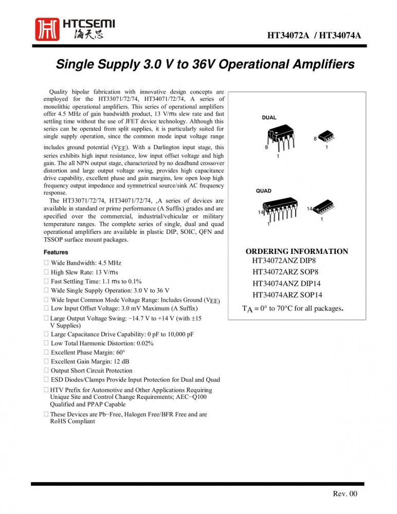 HT34072ARZ datasheet page 1