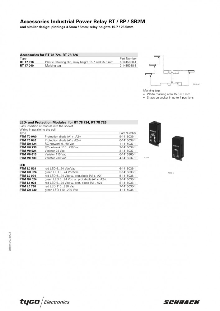 RT and RP industrial relay accessories catalog page 2