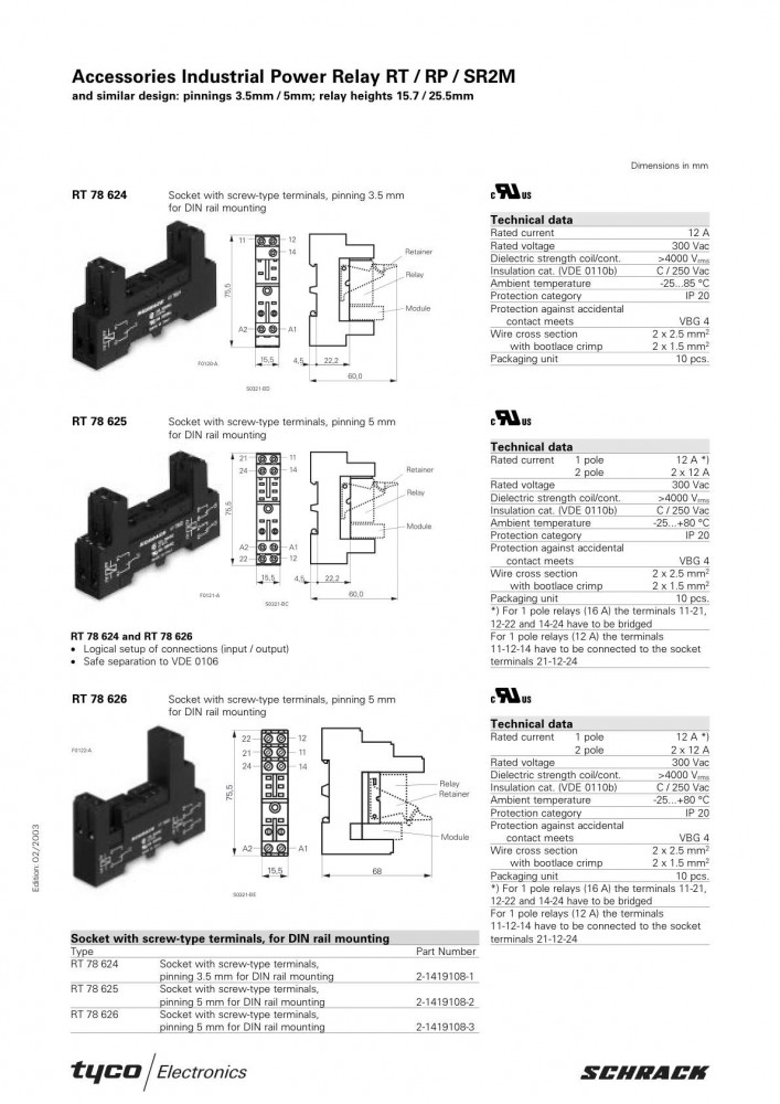 RT and RP industrial relay accessories catalog page 3