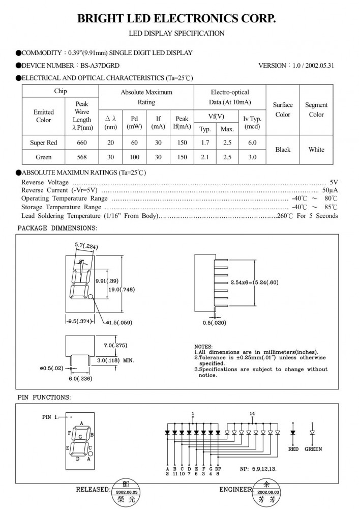 BS-A37DGRD technical document page 1