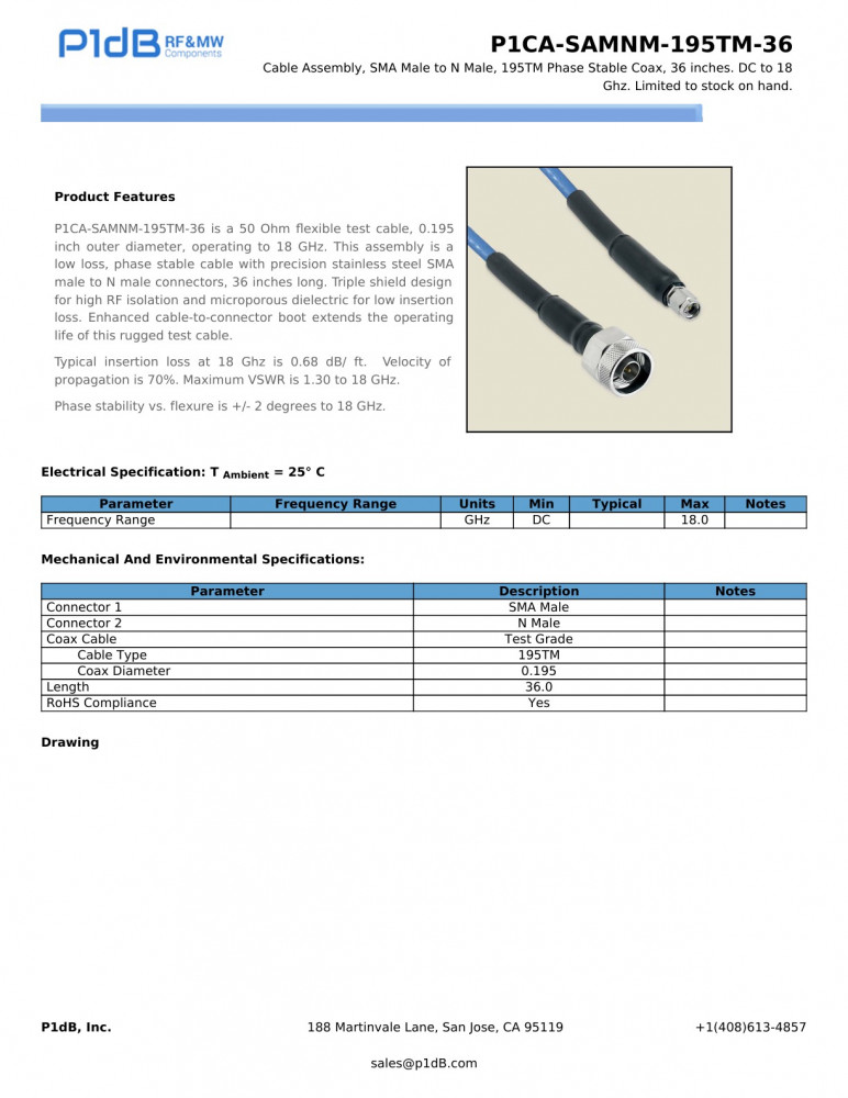 P1CA-SAMNM-195TM-36 product document, page 1