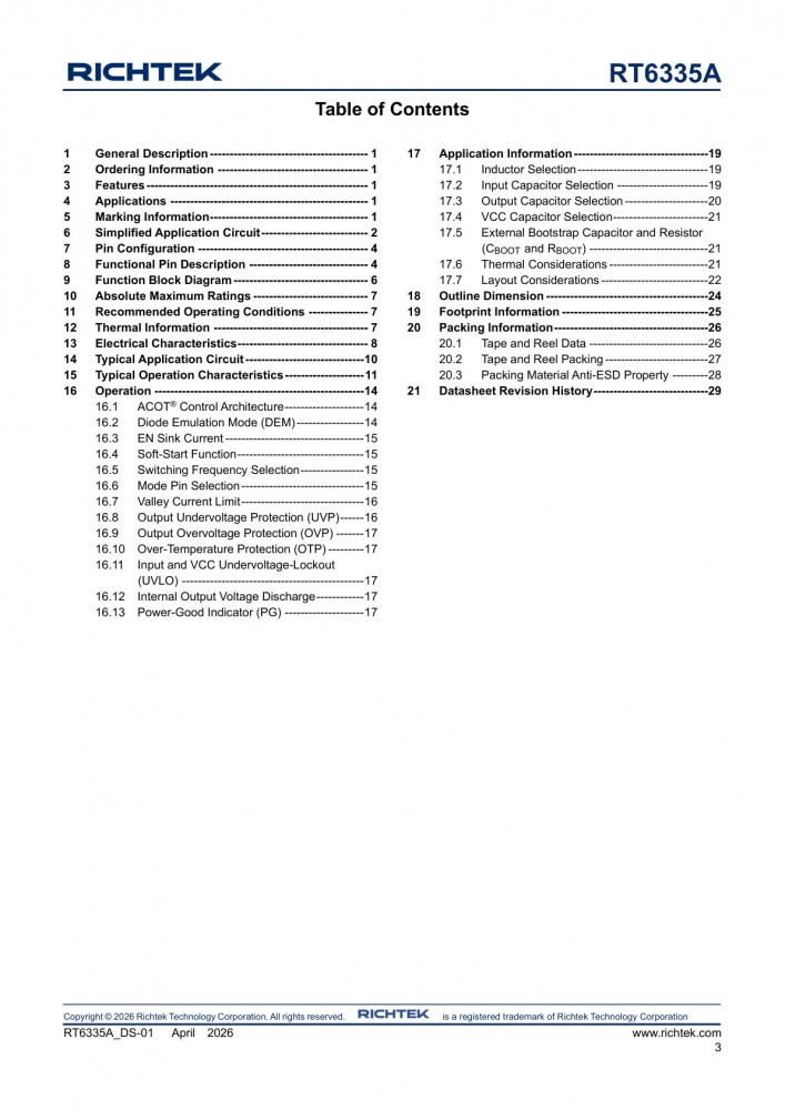 RT6335A datasheet page 3