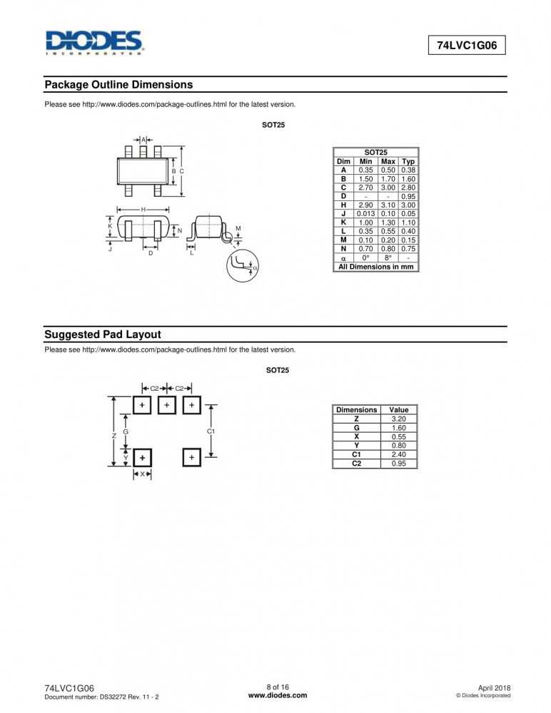 74LVC1G06Z-7 datasheet page 8
