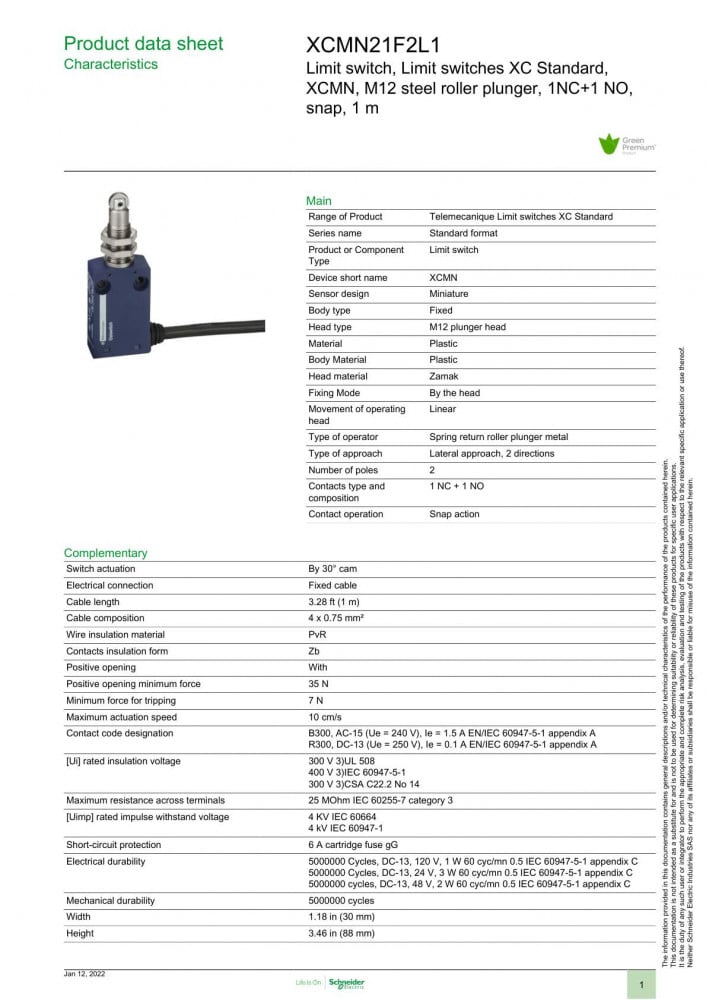 XCMN21F2L1 technical document page 1
