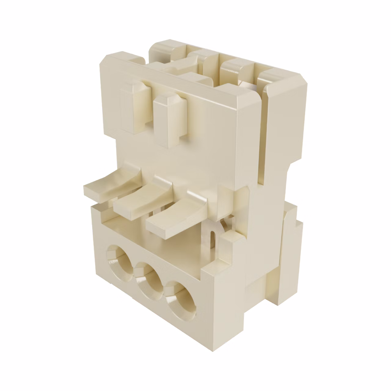 Appli-Mate RAST 2.5 Connector, 2.50mm Pitch, Female, 3 Circuits, Positions A and D Removed, Polarizing Rib Between 1/2, Locking Pips, 1 Slotted and 1 Open Endwall, Tin Plating for sale