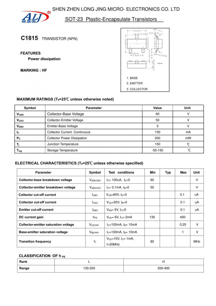 ALJ C1815 datasheet page 1