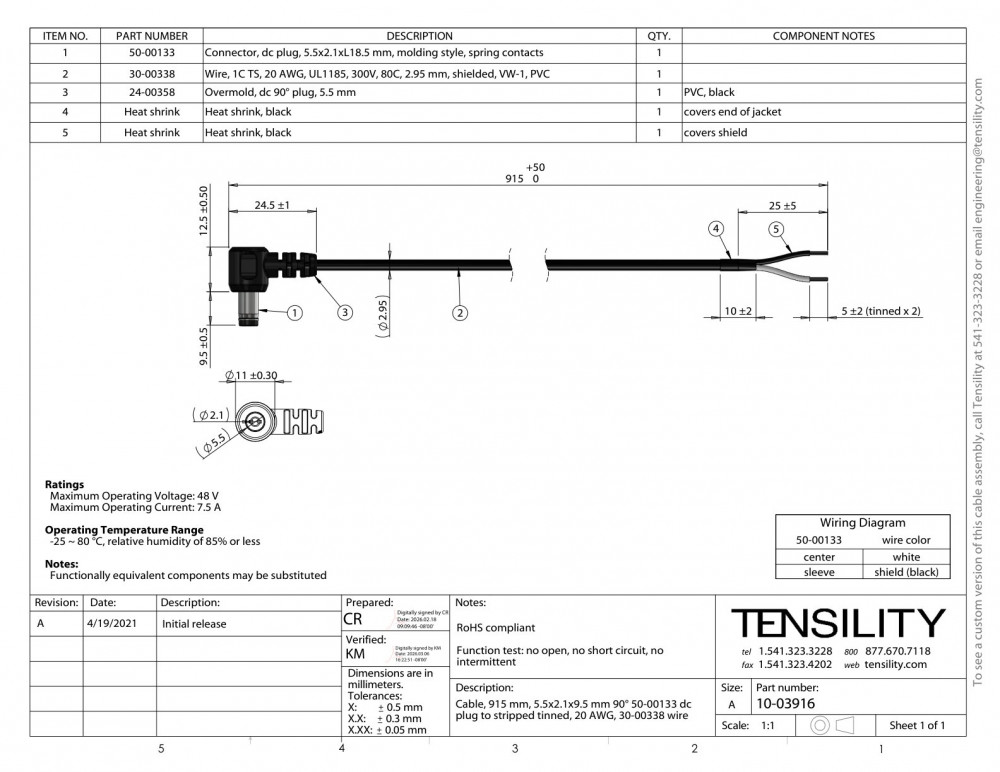 Tensility International 10-03916 product drawing