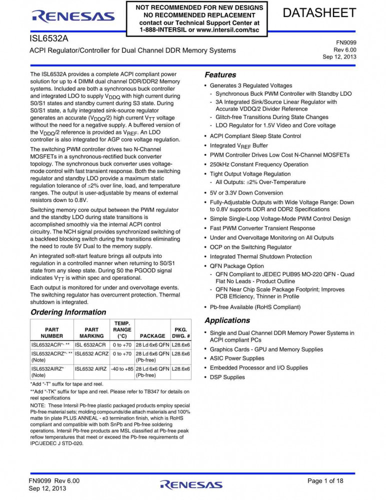 ISL6532A datasheet page 1