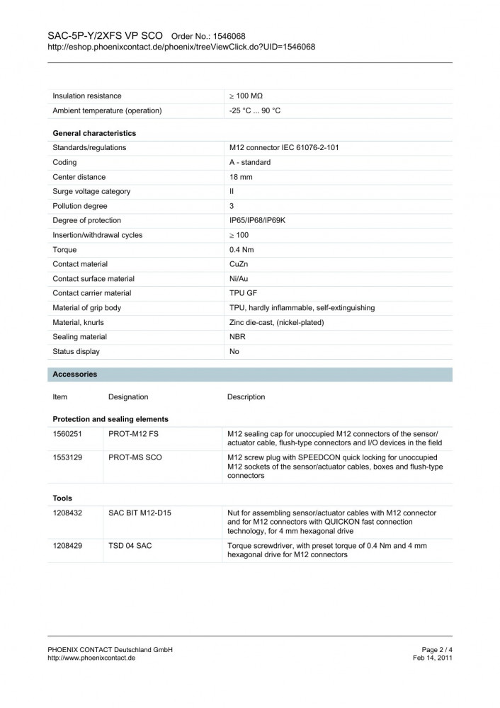 Phoenix Contact 1546068 technical catalog page 2