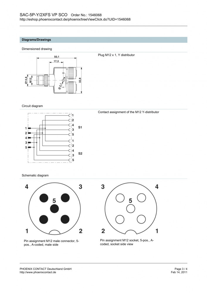 Phoenix Contact 1546068 dimensioned drawing