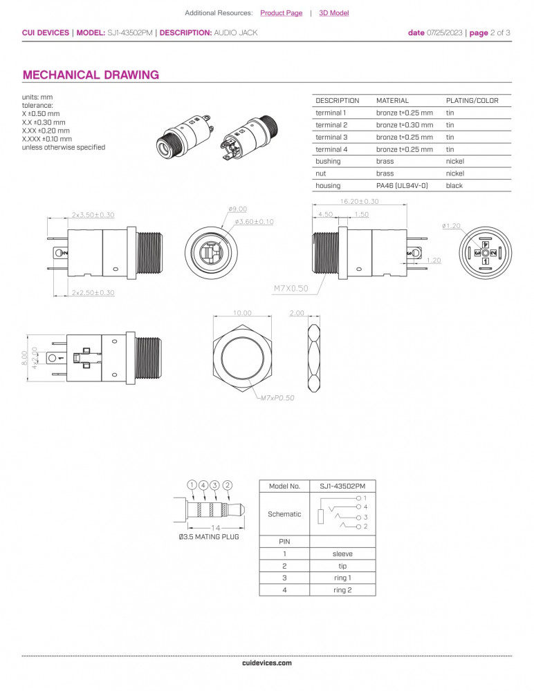 SJ1-43502PM product documentation page 2