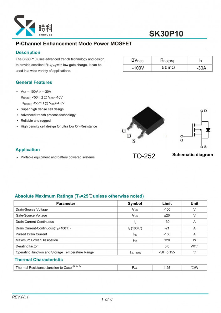 SK30P10 datasheet page 1
