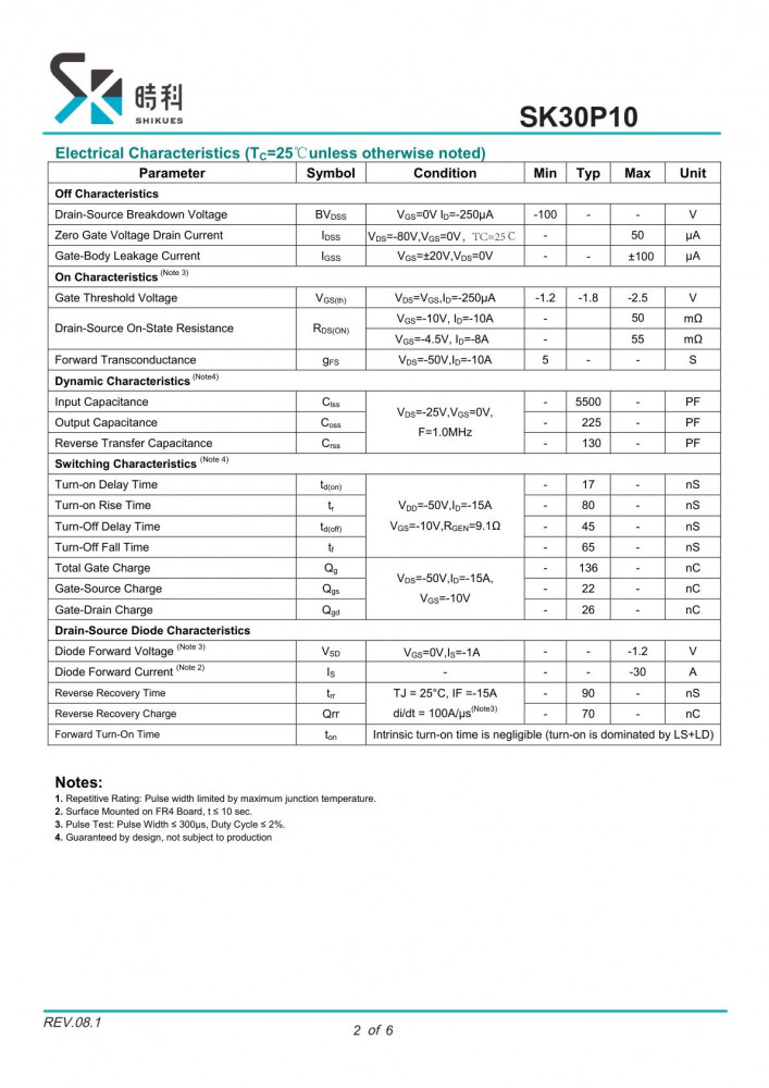 SK30P10 datasheet page 2