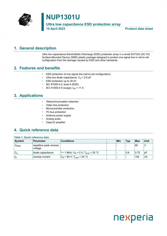 NUP1301U datasheet page 1