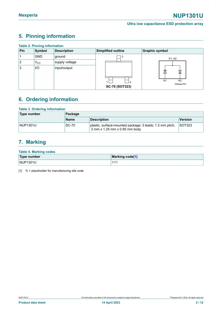 NUP1301U datasheet page 2