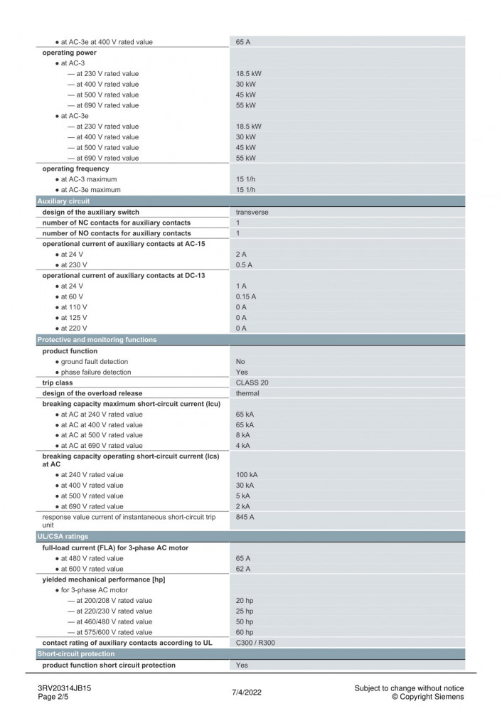3RV20314JB15 document page 2