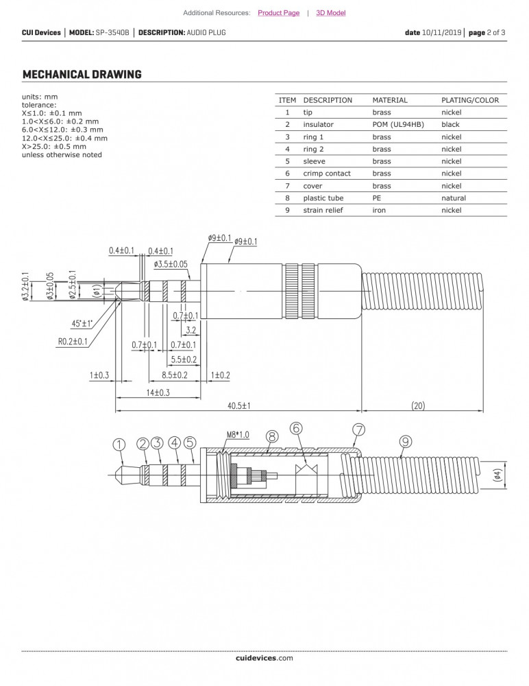 SP-3540B datasheet page 2