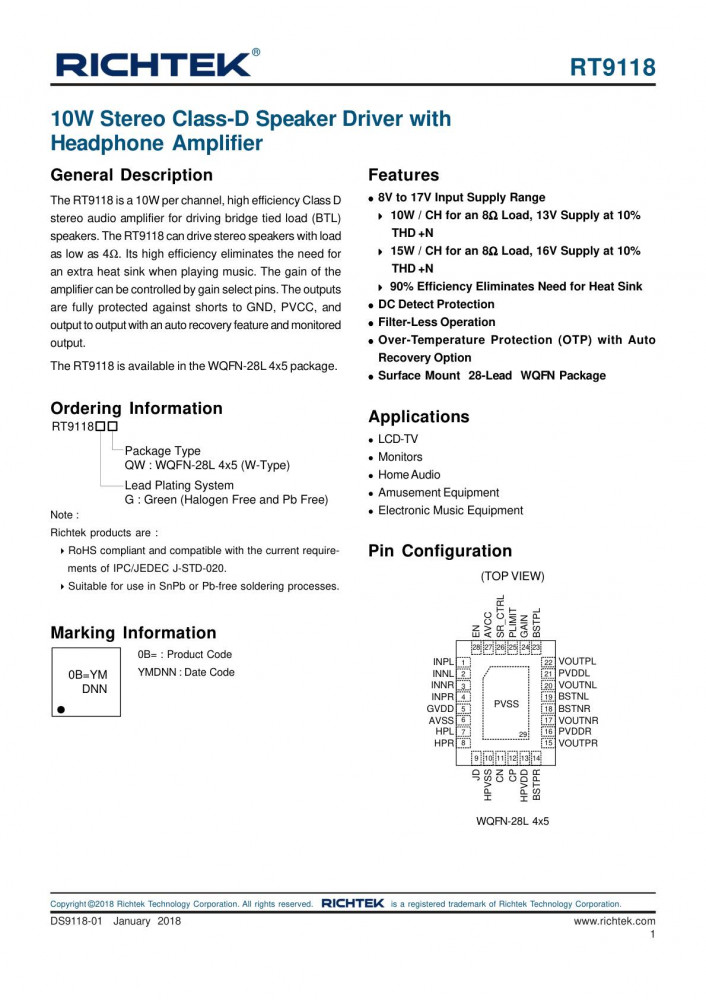 RT9118 datasheet page 1