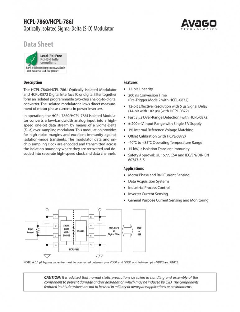 HCPL-7860 datasheet page 1