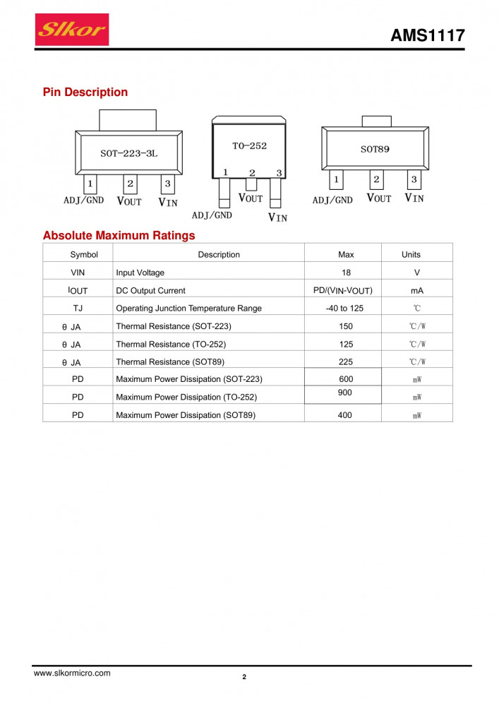 AMS1117-3.3 datasheet page 2