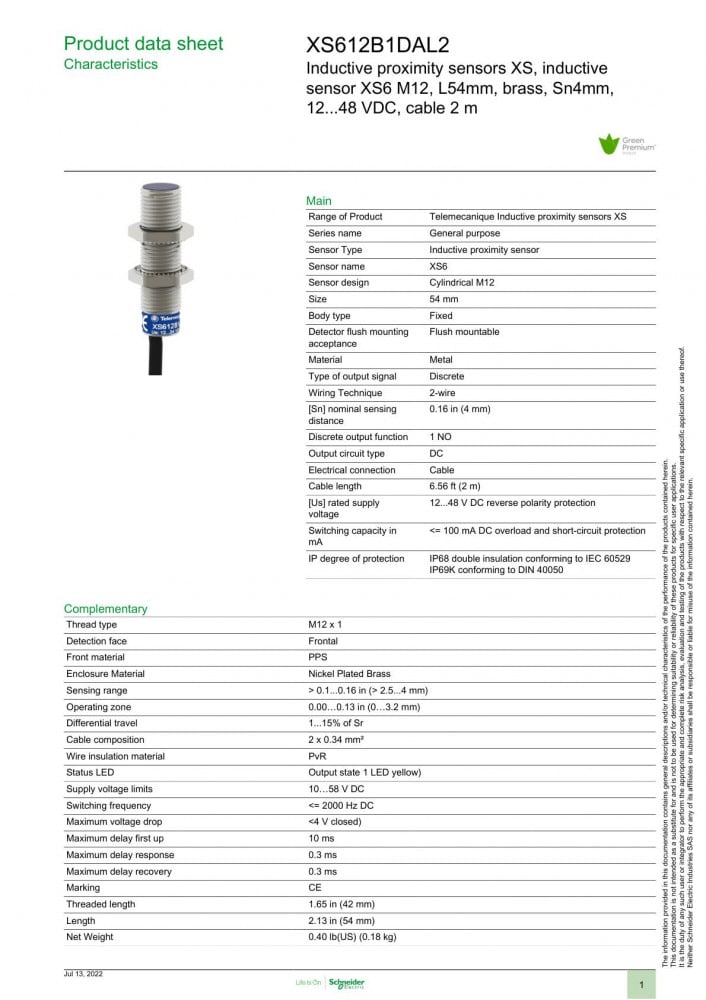 XS612B1DAL2 datasheet page 1
