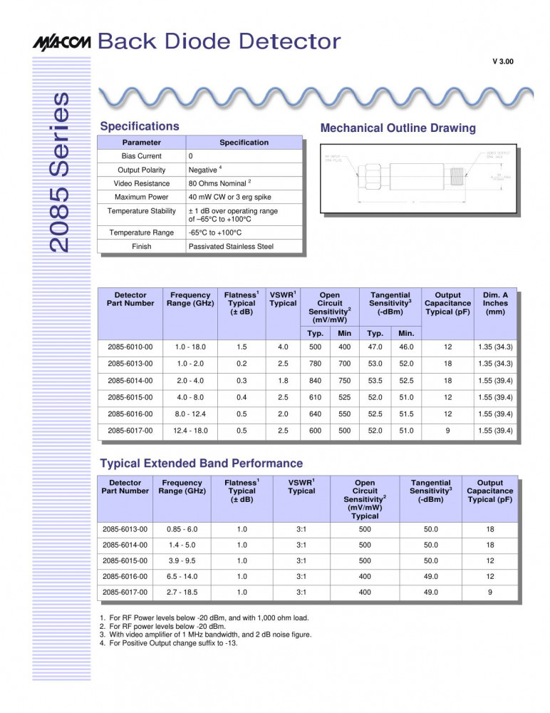 MACOM 2085-6017-00 technical document page