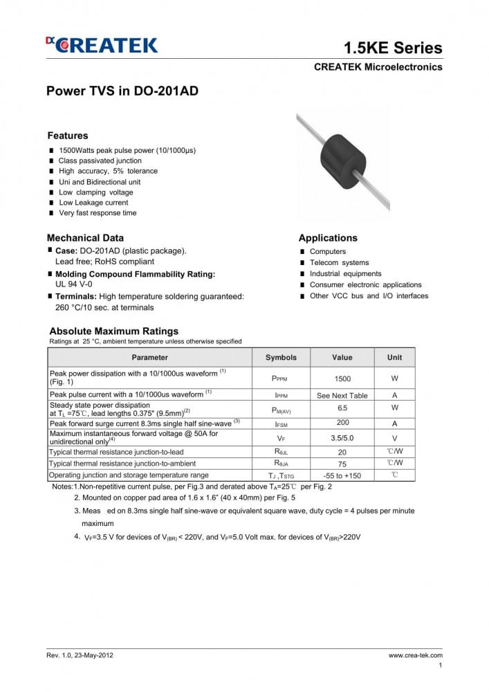 CREATEK datasheet page 1