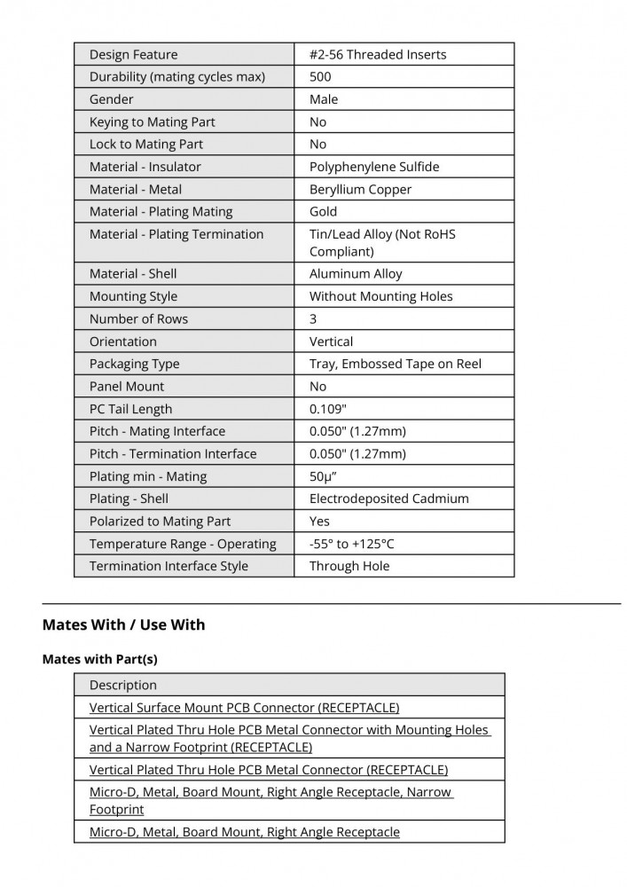 Technical document page 2 for MK-333-051-125-0000-0B7