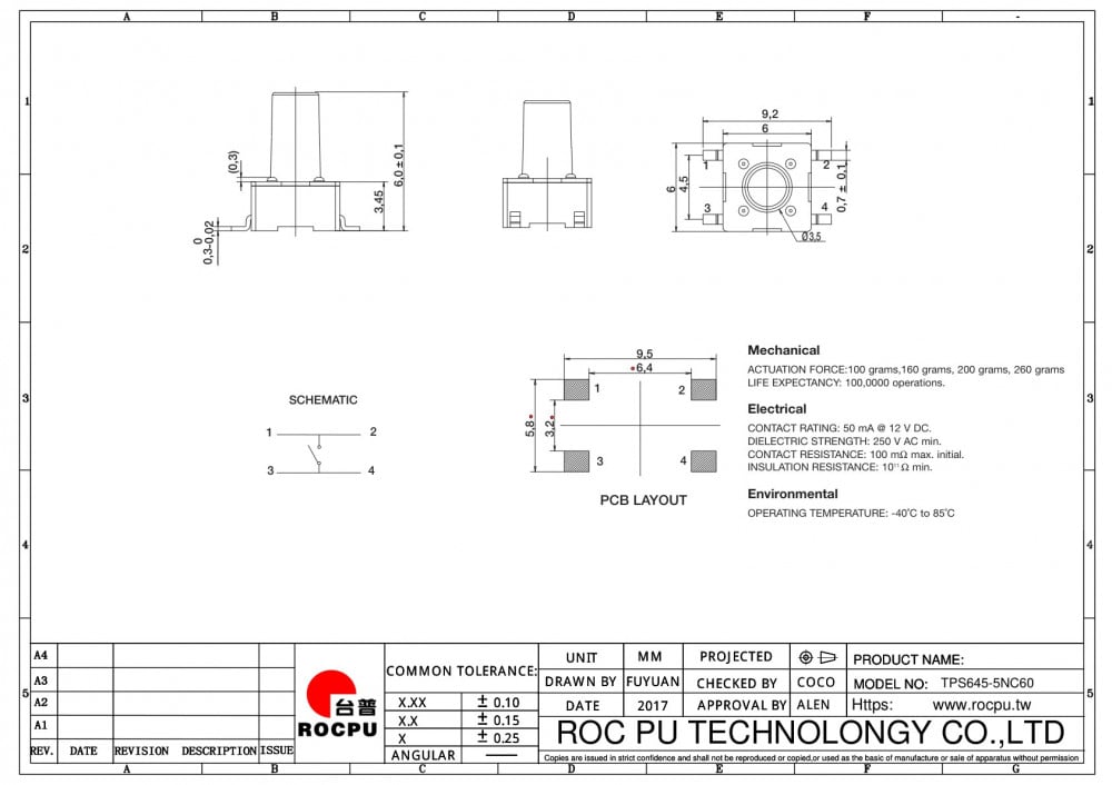 TPS645-5NC60 technical drawing preview