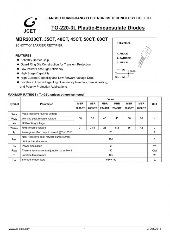 MBR2060CT datasheet page 1