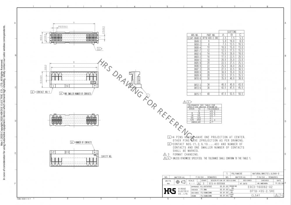 HRS DF1B-4DS-2.5RC technical drawing preview