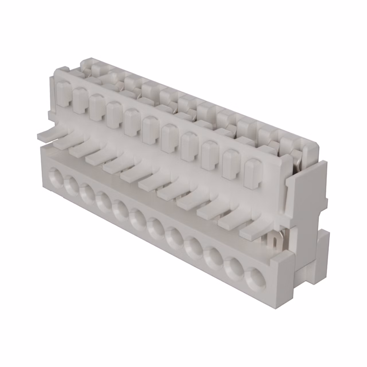 Appli-Mate RAST 2.5 IDT Housing, 2.50mm Pitch, with Side Latches, Female, 12 Circuits, Position Keys A & M Removed, Polarizing Rib Between 2/3, Voiced Circuits 2, 5, 8 & 10 for sale